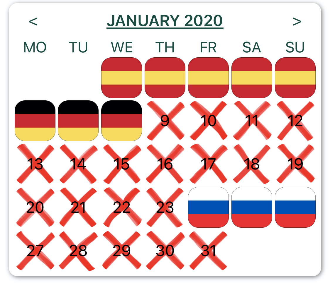 Cross Out Calendar